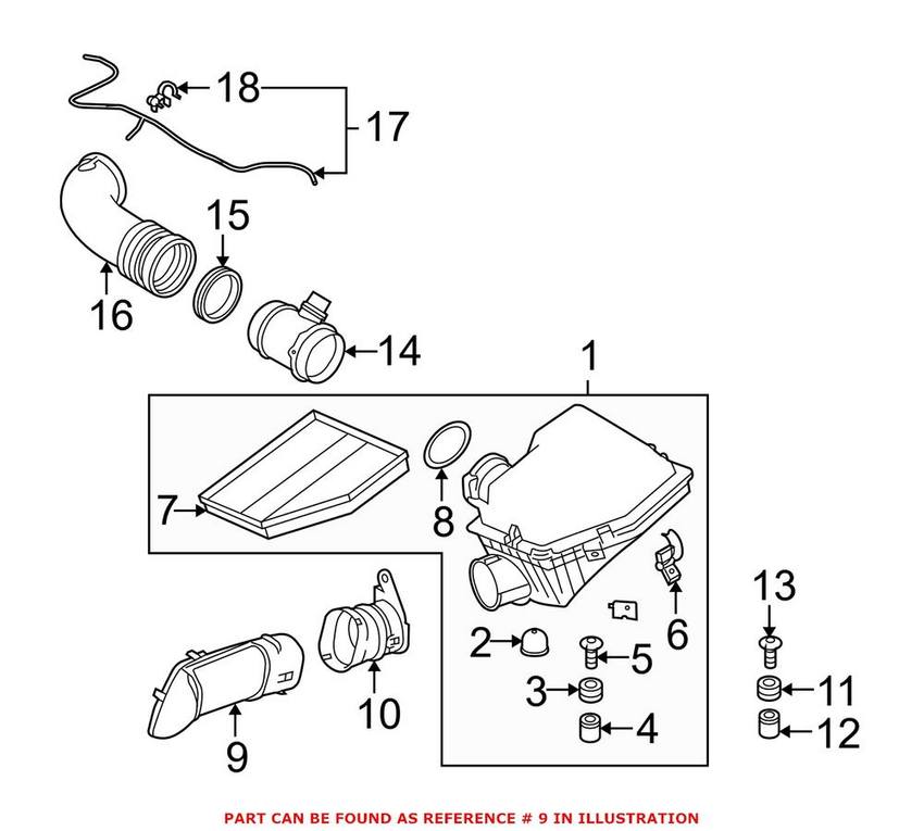 Engine Air Intake Hose – Driver Left Genuine BMW 13717521014