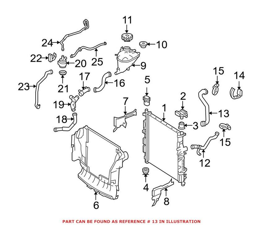 Mercedes Radiator Coolant Hose – Upper 1645011082 Genuine Mercedes-Benz ...