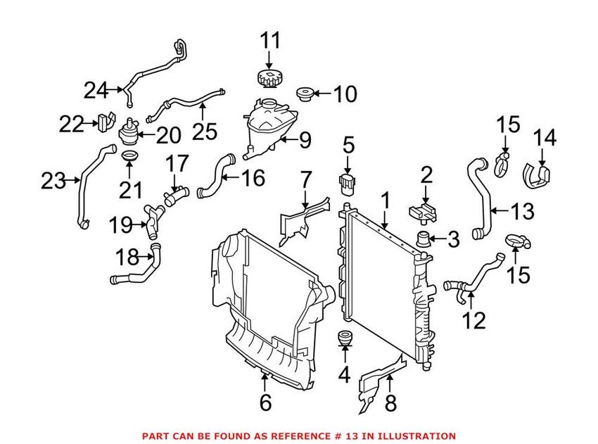 Mercedes Radiator Coolant Hose – Upper 1645013882 Genuine Mercedes-Benz ...