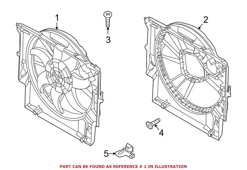 Auxiliary Cooling Fan Assembly Genuine BMW 17117590699