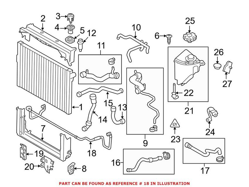 BMW Radiator Coolant Hose Genuine BMW 17127600132