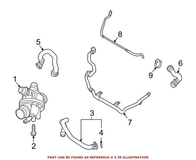 BMW Radiator Coolant Hose – Upper 17127612444 Genuine BMW 17127612444