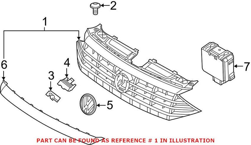 Grille – Front Genuine VW/Audi 17A853651ADCEE
