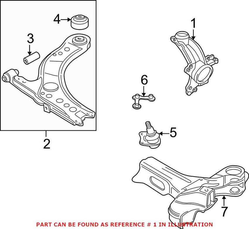 Steering Knuckle – Front Passenger Side Genuine VW/Audi 1J0407256AH