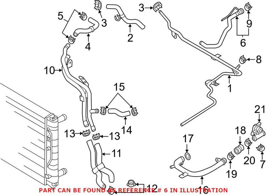 VW HVAC Heater Hose 1K0122157HH Genuine VW/Audi 1K0122157HH