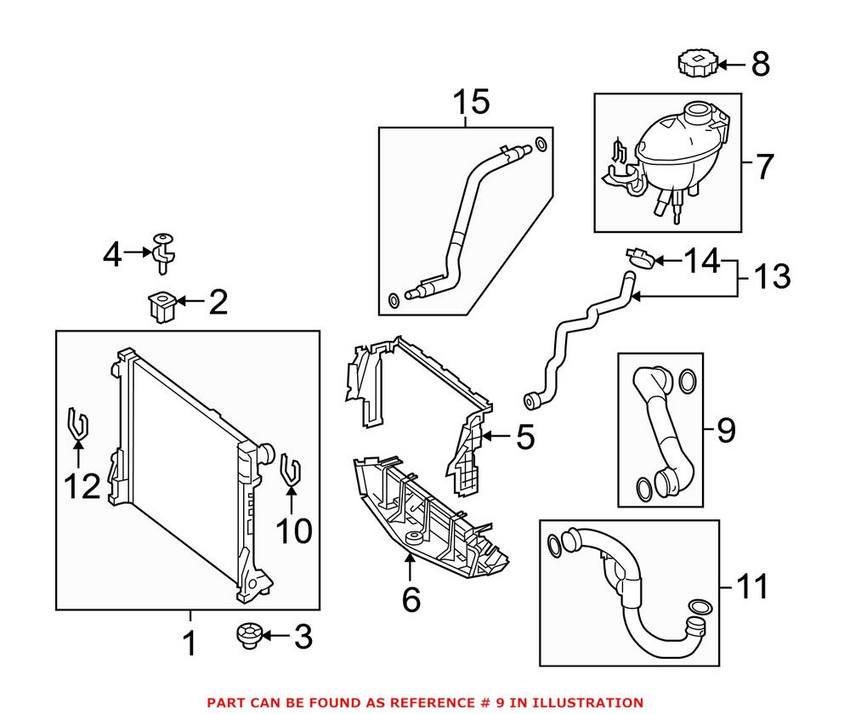 Mercedes Radiator Coolant Hose – Upper 2045013982 Genuine Mercedes-Benz ...