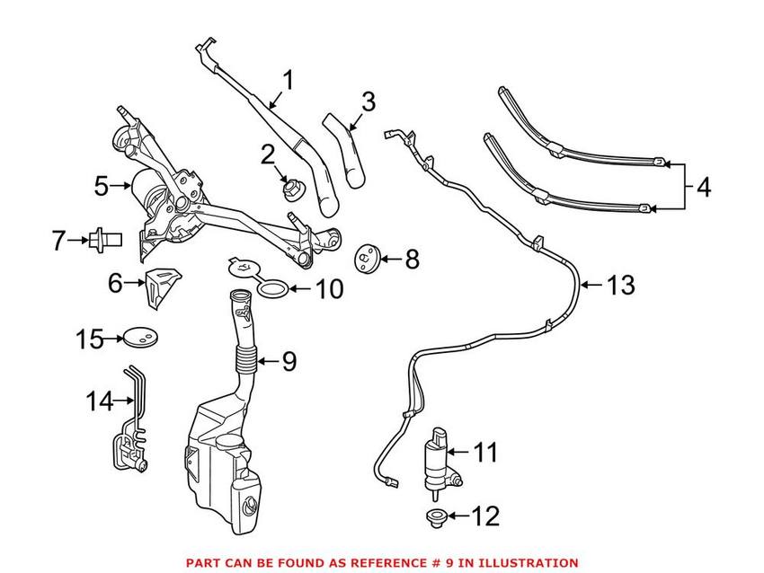 Windshield Washer Fluid Reservoir Genuine Mercedes-Benz 2048690220
