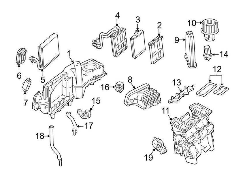Mercedes A/C Evaporator Core 2058307800 Genuine Mercedes-Benz 2058307800