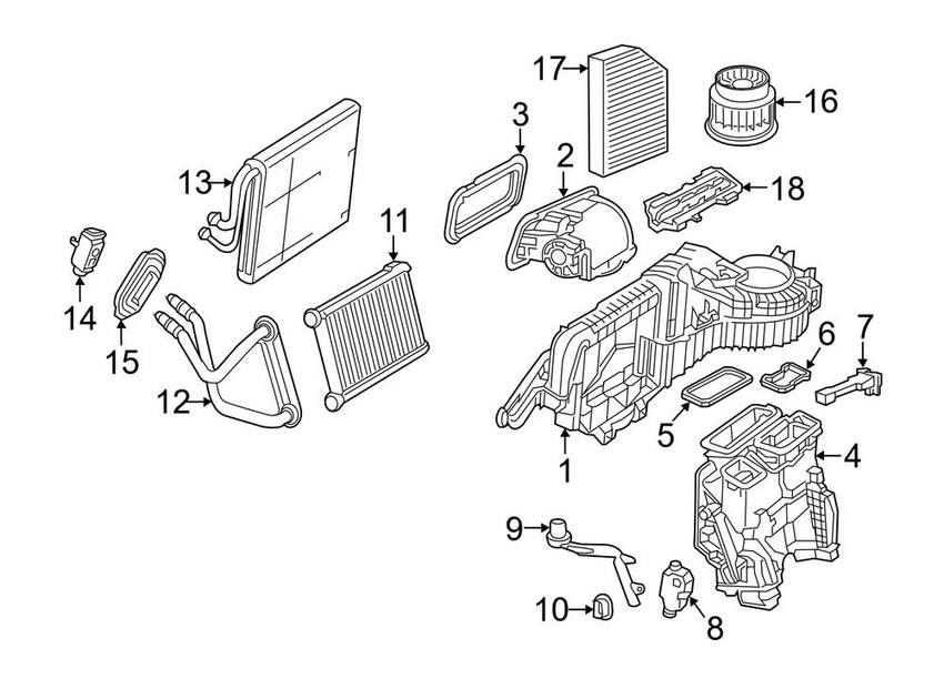 Mercedes A/C Evaporator Core 2058309904 Genuine Mercedes-Benz 2058309904