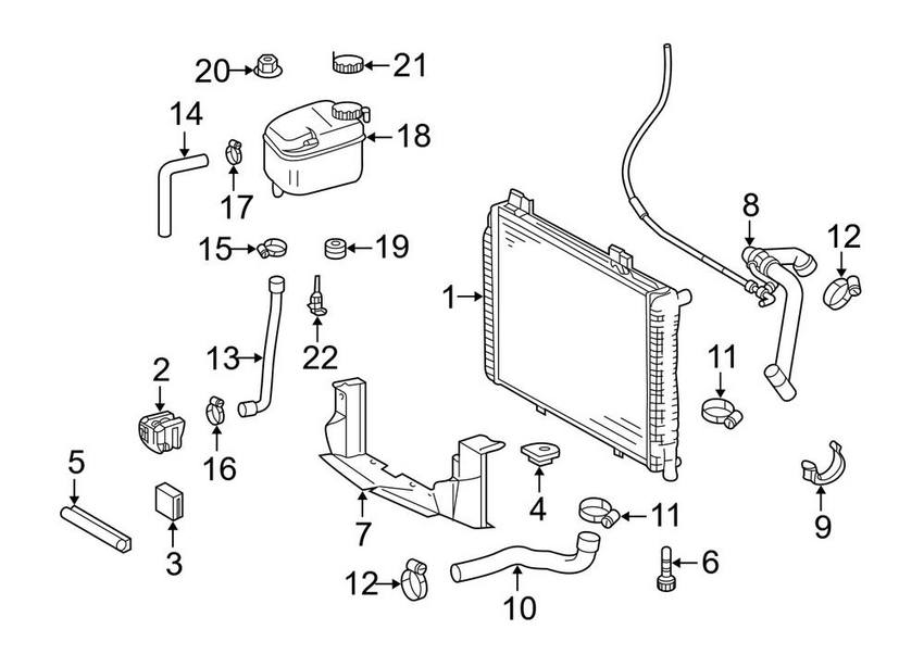 Engine Coolant Hose Bracket Genuine Mercedes-Benz 2105010020