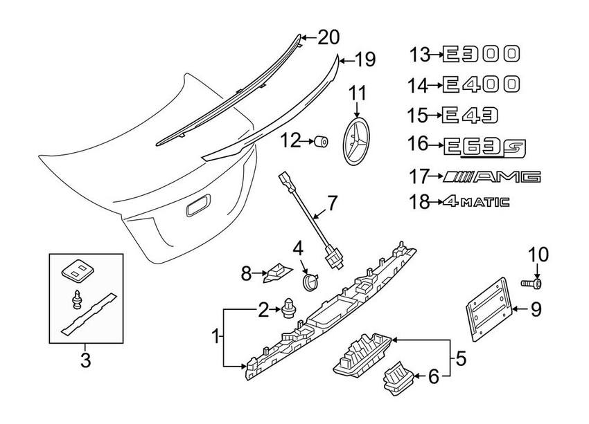 Deck Lid Emblem – Rear Genuine Mercedes-Benz 2138170116