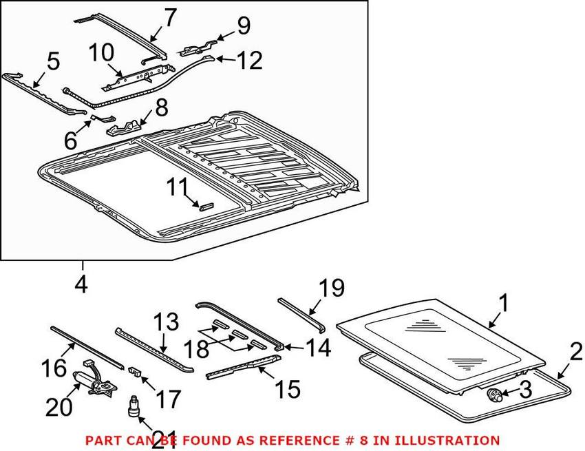 Sunroof Guide Rail – Passenger Side Genuine Mercedes-Benz 2157820231