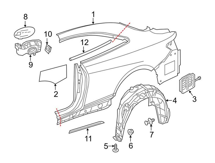 Mercedes Fuel Filler Housing – Rear 2176309900 Genuine Mercedes-Benz ...