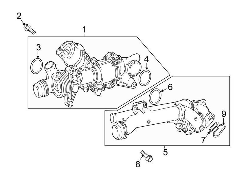 Mercedes Engine Coolant Thermostat Kit 2742000715 Genuine Mercedes-Benz ...
