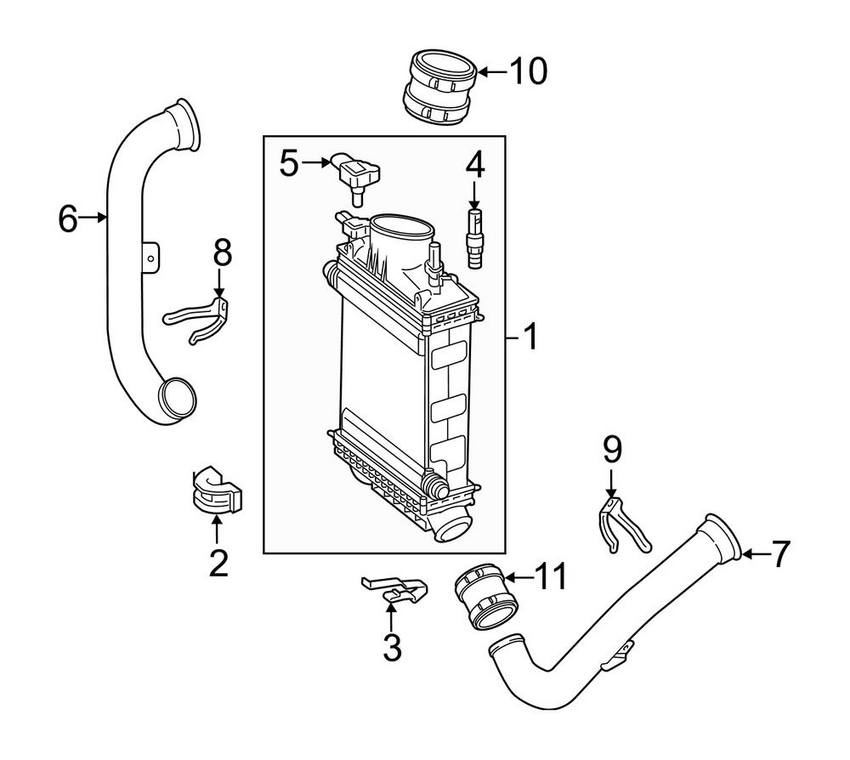 Mercedes Turbocharger Intercooler Pipe – Driver Left 2760900737 Genuine ...