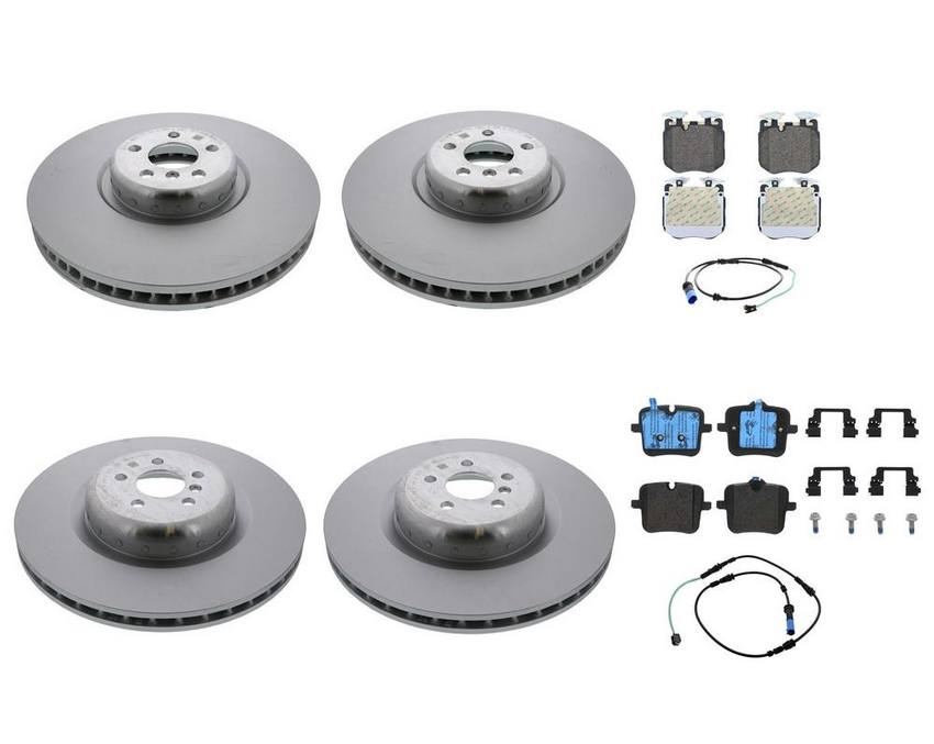 BMW Brake Kit – Pads and Rotors Front and Rear (395mm/398mm) Genuine ...