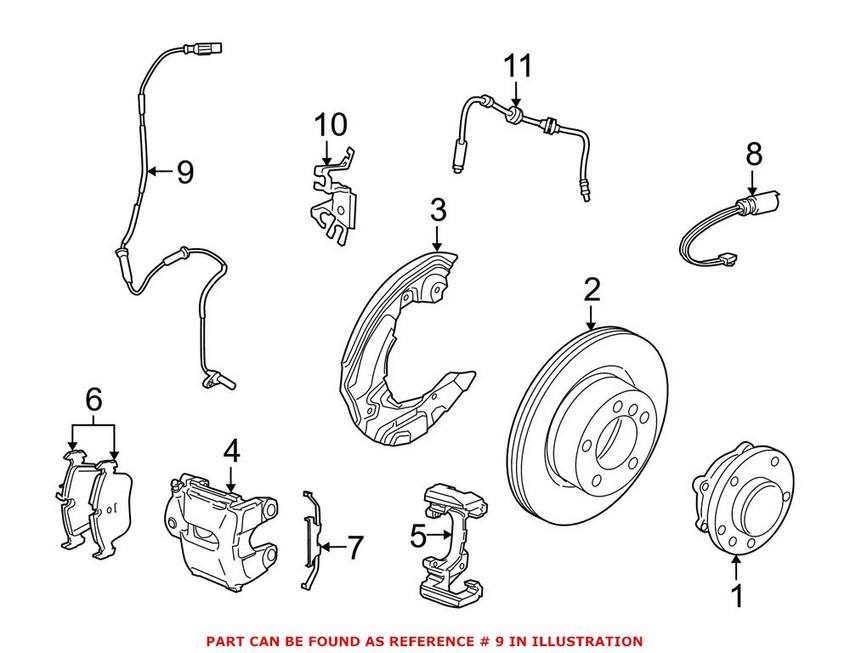 BMW ABS Wheel Speed Sensor – Front 34356784618 Genuine BMW 34356784618