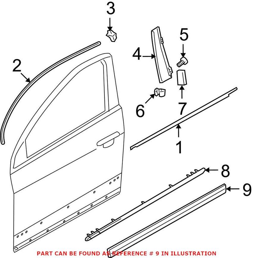 Door Rub Strip – Front Passenger Side (Satin Black) Genuine VW/Audi ...