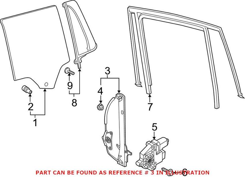 Window Regulator – Rear Driver Side Genuine VW/Audi 3CN839461A