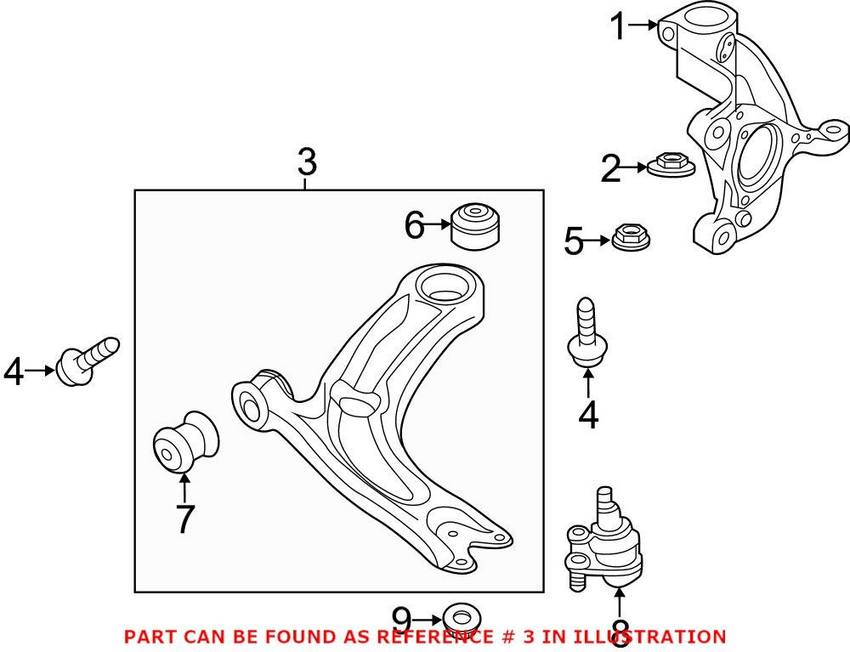 Suspension Control Arm – Front Passenger Side Genuine VW/Audi 3Q0407152G