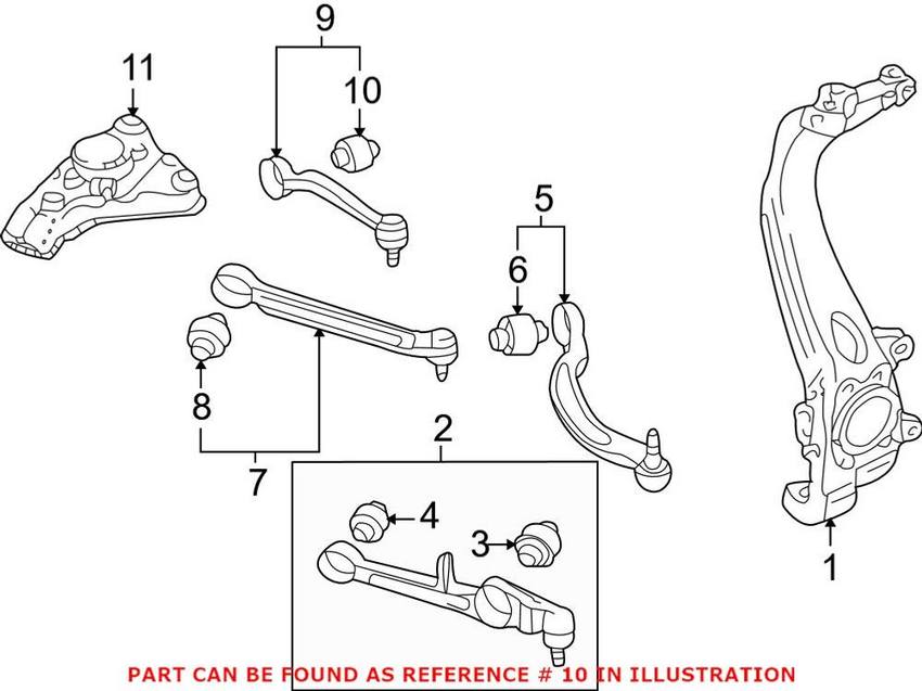 VW Control Arm Bushing – Front Upper 4E0407515D Genuine VW/Audi 4E0407515D