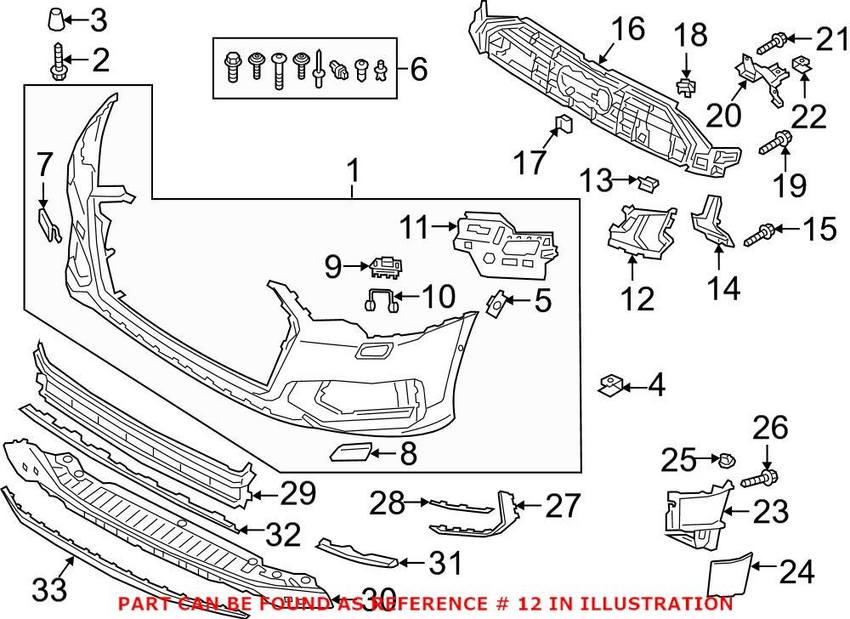 Grille – Front Passenger Side Lower Genuine VW/Audi 4K08076989B9