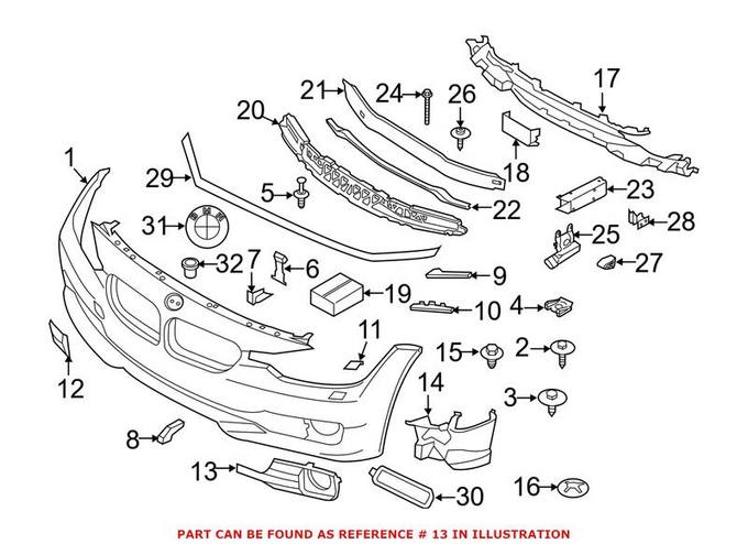 BMW Fog Light Trim = Front Passenger Side 51117255366 Genuine BMW ...
