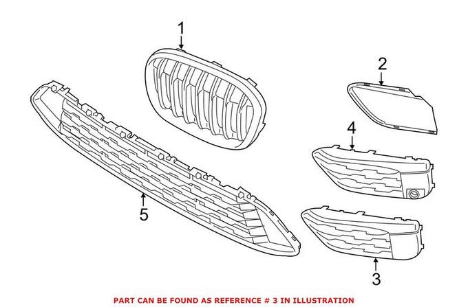 Grille – Front Driver Side Lower Genuine BMW 51117453981