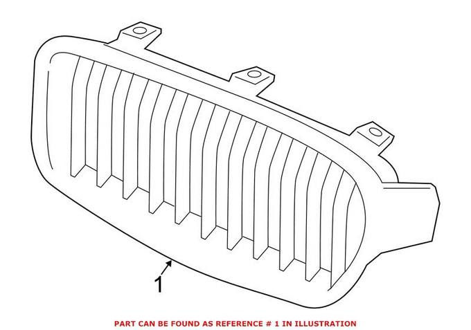 Grille – Front Passenger Side Upper Genuine BMW 51137263480