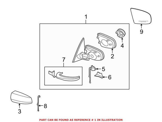Door Mirror – Front Driver Side Genuine BMW 51167282731