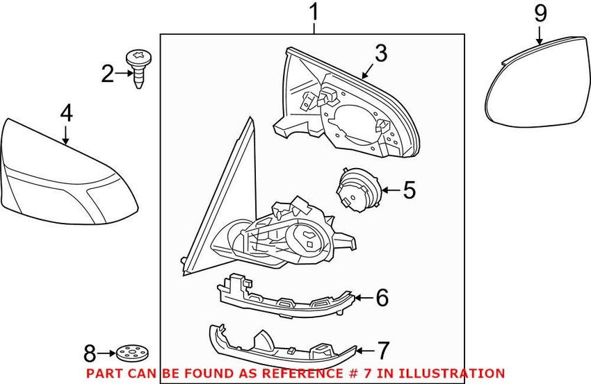 Side Mirror Housing – Passenger Side Genuine BMW 51167327896