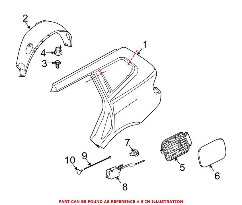 BMW Fuel Filler Housing – Rear 51173438033 Genuine BMW 51173438033