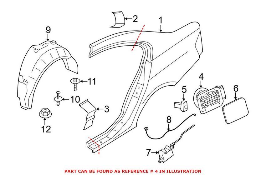 BMW Fuel Filler Housing – Rear 51177238100 Genuine BMW 51177238100