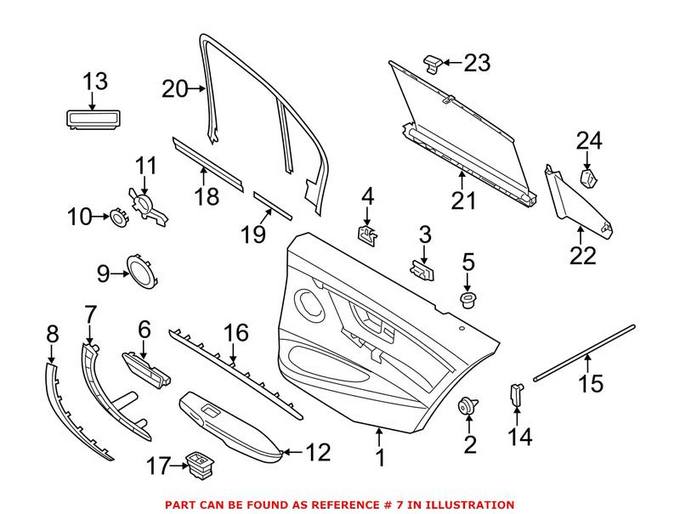 BMW Interior Door Pull Handle = Rear Passenger Side 51427281470 Genuine ...