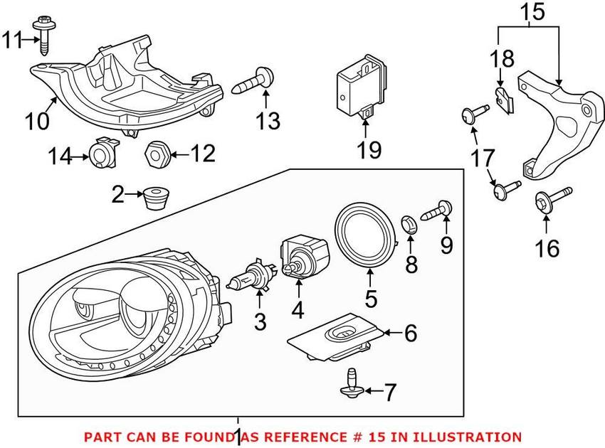 VW Headlight Bracket 5C5810437 Genuine VW/Audi 5C5810437
