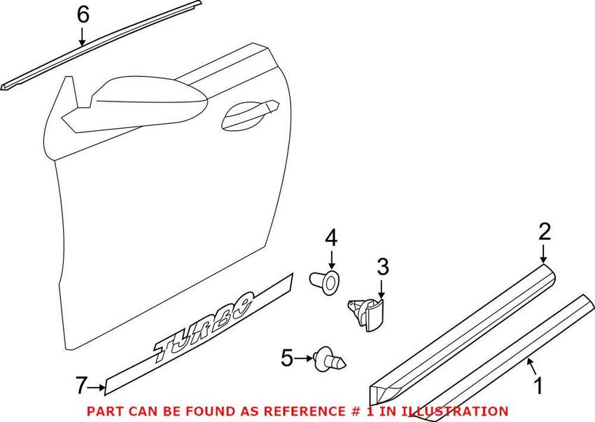 Door Rub Strip – Front Passenger Side Genuine VW/Audi 5C5837380