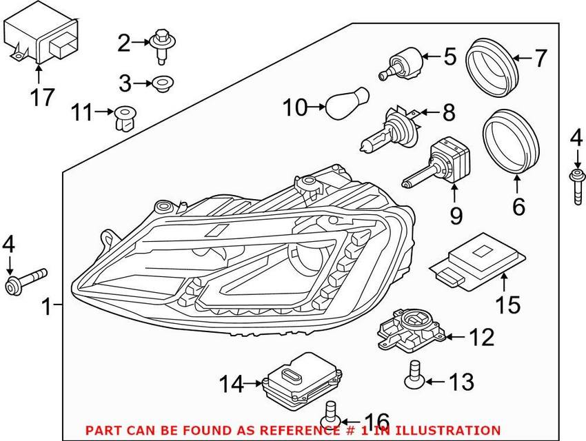 Headlight Assembly – Passenger Side (Xenon) Genuine VW/Audi 5C7941752D