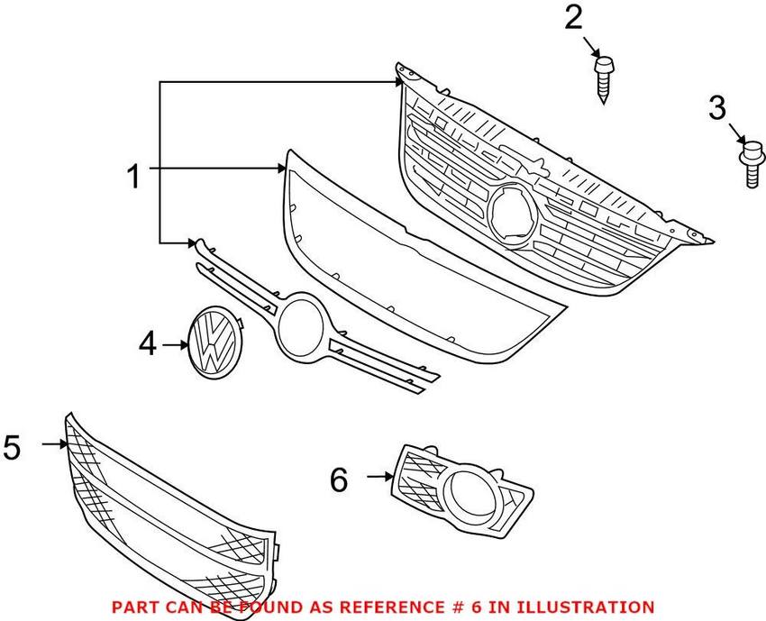 VW Fog Light Trim – Front Driver Side 5N0853665A9B9 Genuine VW/Audi ...