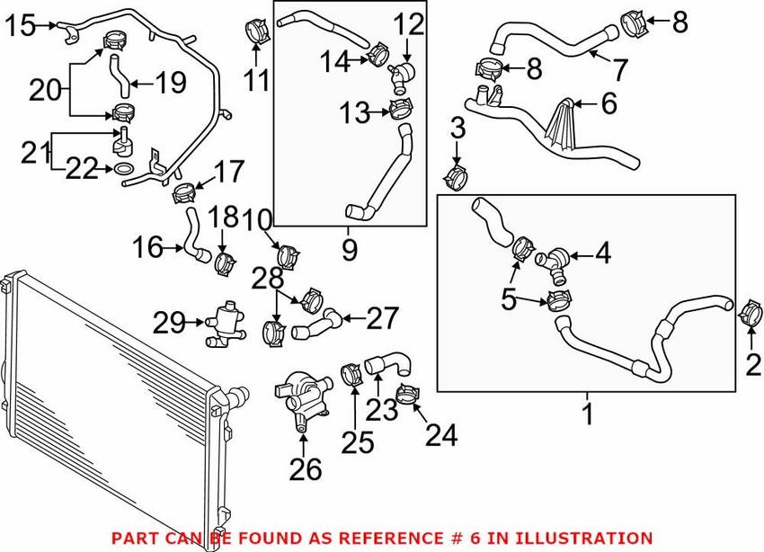Audi VW Engine Coolant Pipe 5Q0121070BR Genuine VW/Audi 5Q0121070BR