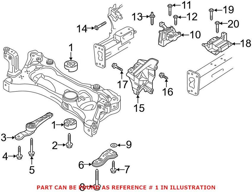 VW Suspension Crossmember Insulator 5Q0198037A Genuine VW/Audi 5Q0198037A