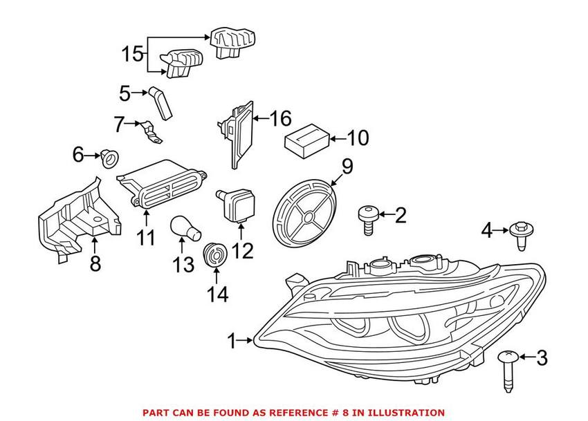 BMW Headlight Bracket – Passenger Right 63117394014 Genuine BMW 63117394014