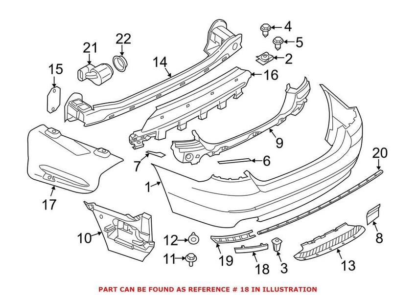 BMW Bumper Reflector – Rear Driver Side 63147318555 Genuine BMW 63147318555