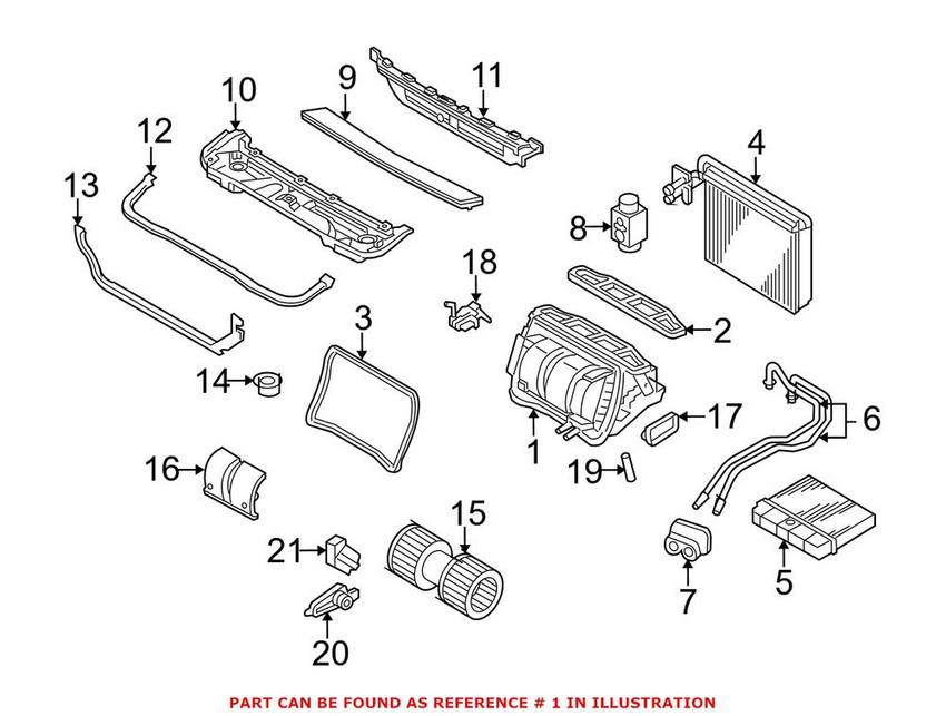 BMW A/C Evaporator Core Case Genuine BMW 64118372792