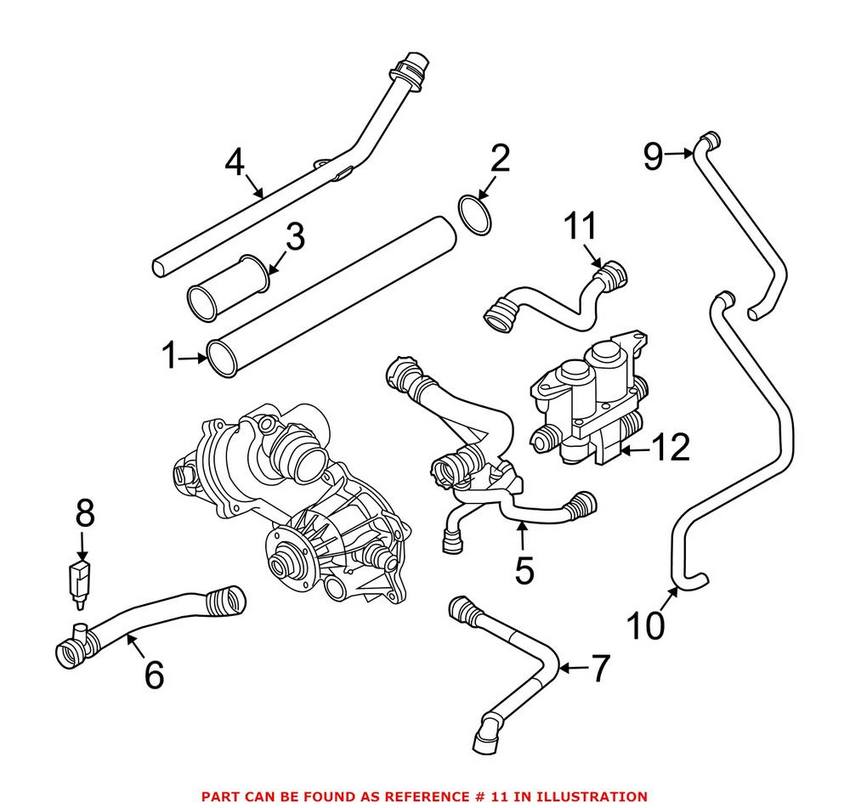 BMW Heater Hose – Engine Return to Heater Core 64218377701 Genuine BMW ...