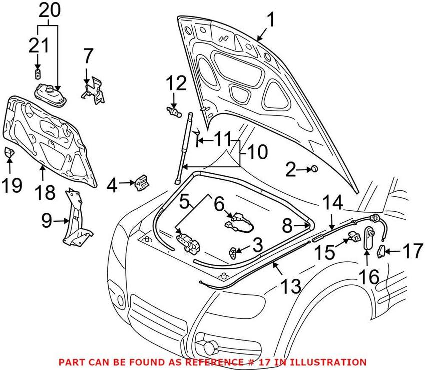 VW Hood Release Handle Bracket 7L0823633H Genuine VW/Audi 7L0823633H