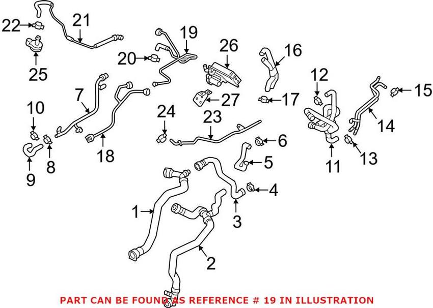 Audi Engine Coolant Bypass Pipe Genuine VW/Audi 80A121081DH