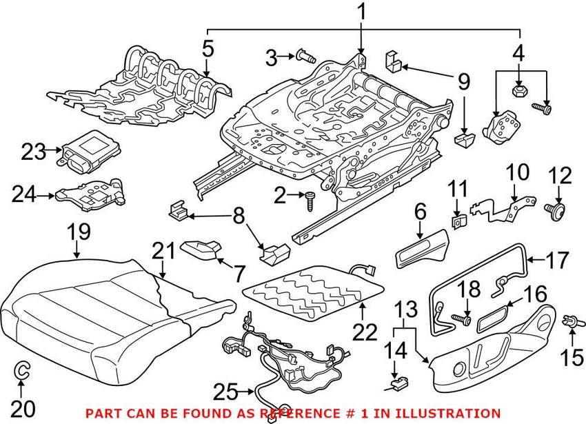 VW Seat Track – Front Passenger Side 80A881106 Genuine VW/Audi 80A881106G