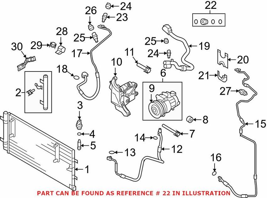 Audi A/C Refrigerant Line Seal Kit 8K0298260B Genuine VW/Audi 8K0298260B