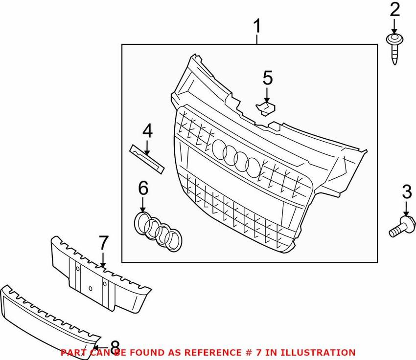 Audi License Plate Bracket 8K0807285C1RR Genuine VW/Audi 8K0807285C 1RR
