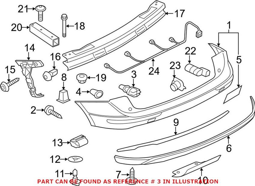 Audi Bumper Mounting Sleeve 8R0853575B Genuine VW/Audi 8R0853575B